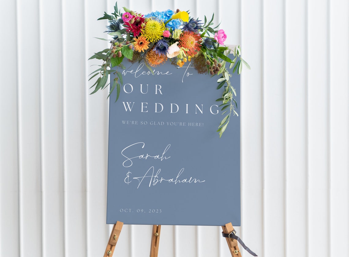 Custom Wedding Welcome Sign Blue Wedding Welcome Sign - Etsy