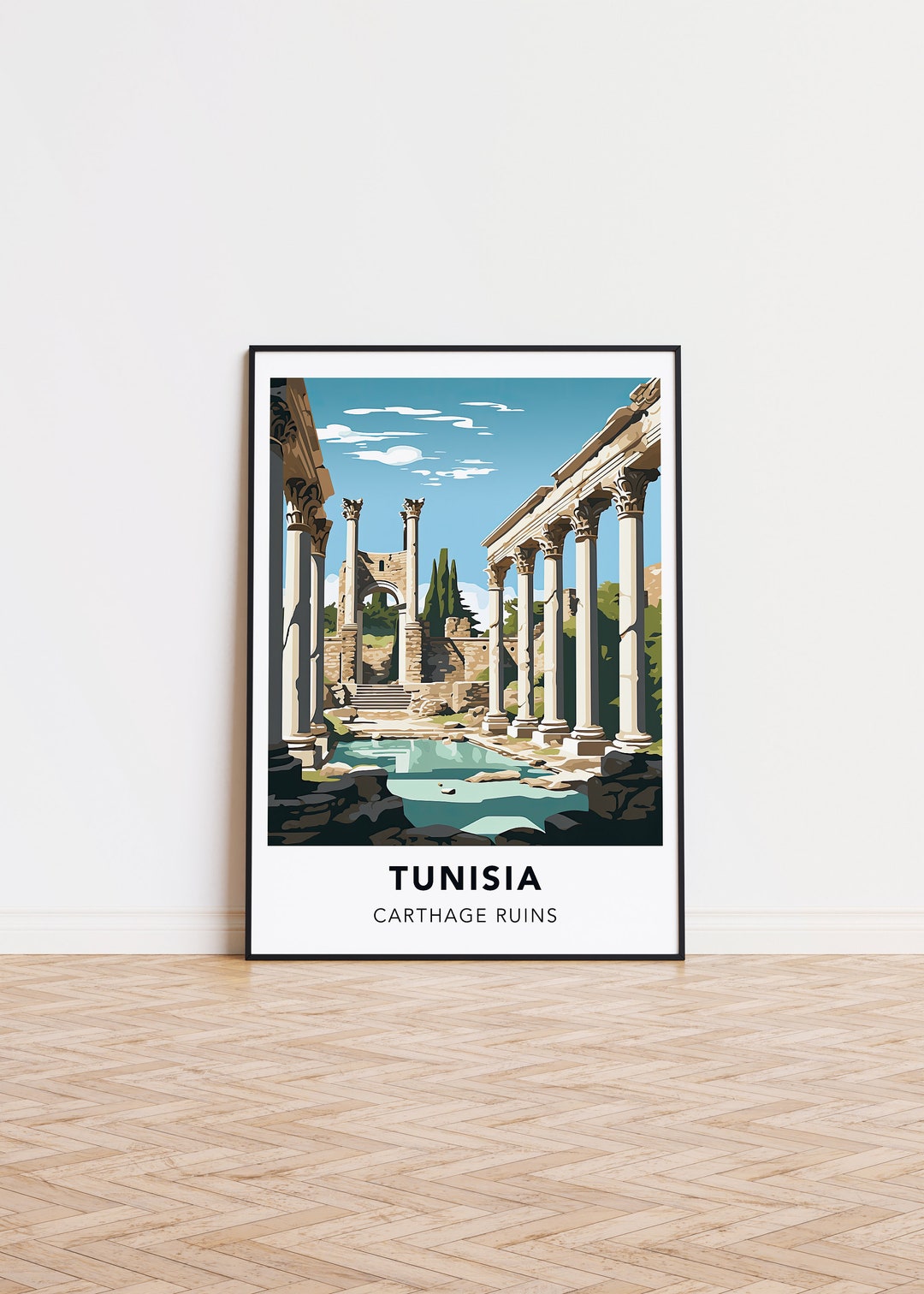 Tunisia Poster Carthage Ruins Print Tunisia Travel Print Wall Art ...