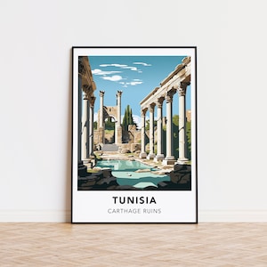Tunisia Poster Carthage Ruins Print Tunisia Travel Print Wall Art ...