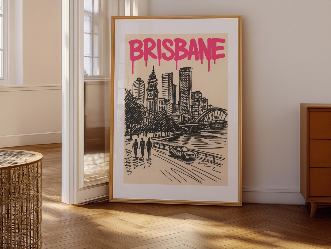 Brisbane Poster : Modern Grafiti Style Brisbane Print - Etsy