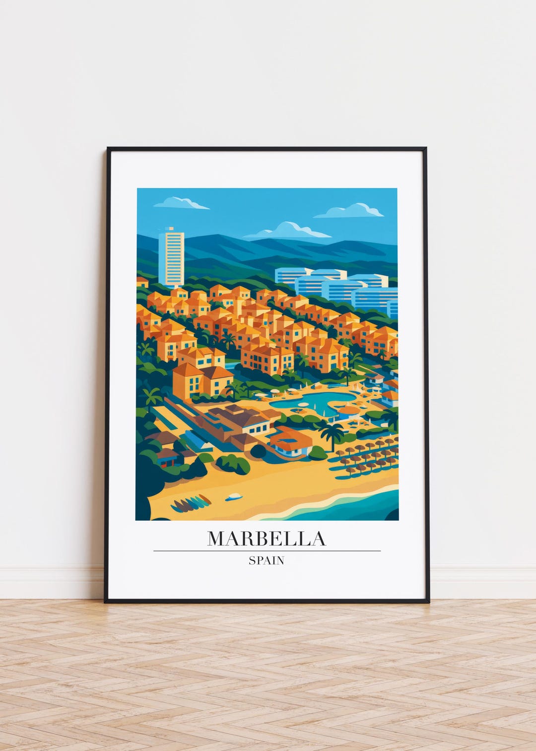 Marbella Print : Modern Travel Poster Style Marbella Poster - Etsy