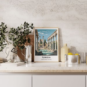 Tunisia Poster Carthage Ruins Print Tunisia Travel Print Wall Art ...
