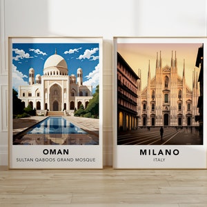Oman Poster Sultan Qaboos Grand Mosque Print Oman Travel Print Wall Art ...