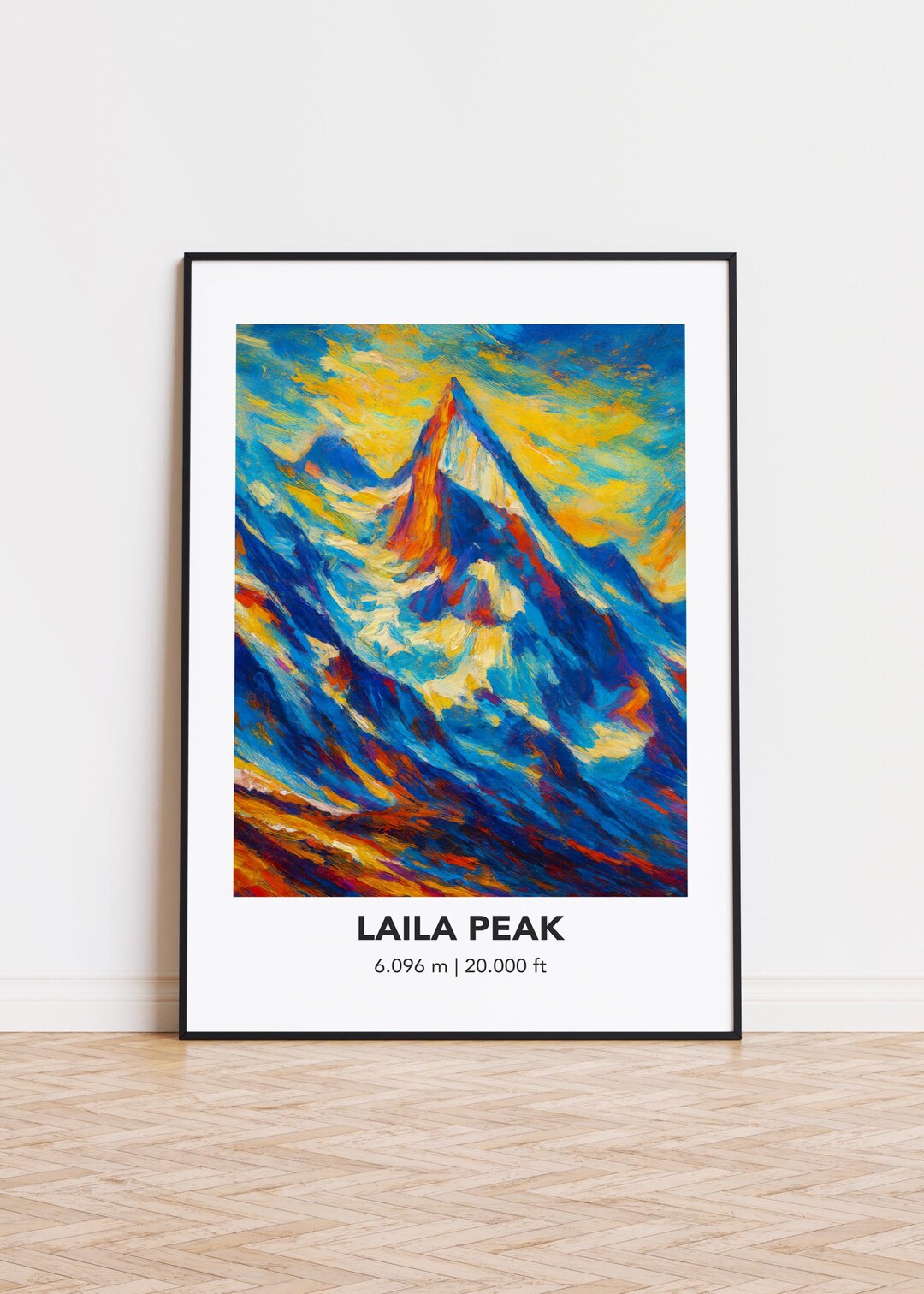 Laila Peak Poster Mountain Print: Modern Oil Painting Style Mountain ...