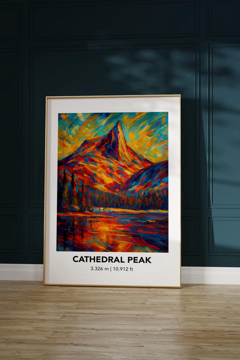 Cathedral Peak Mountain Art Poster: Modern Oil Painting Style Print - Etsy