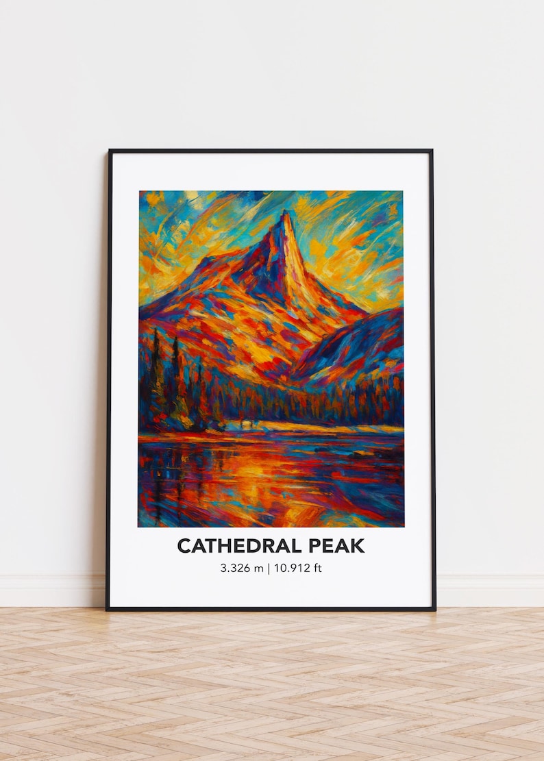 Cathedral Peak Mountain Art Poster: Modern Oil Painting Style Print - Etsy
