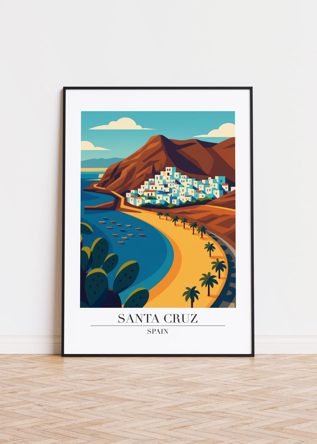 Santa Cruz Print : Modern Travel Poster Style Santa Cruz Poster - Etsy