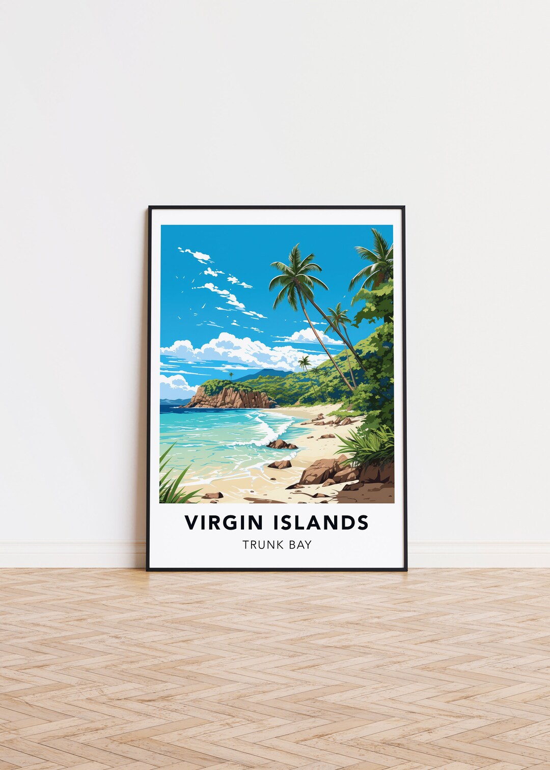 Virgin Islands Poster Trunk Bay Print Virgin Islands Travel Print Wall ...
