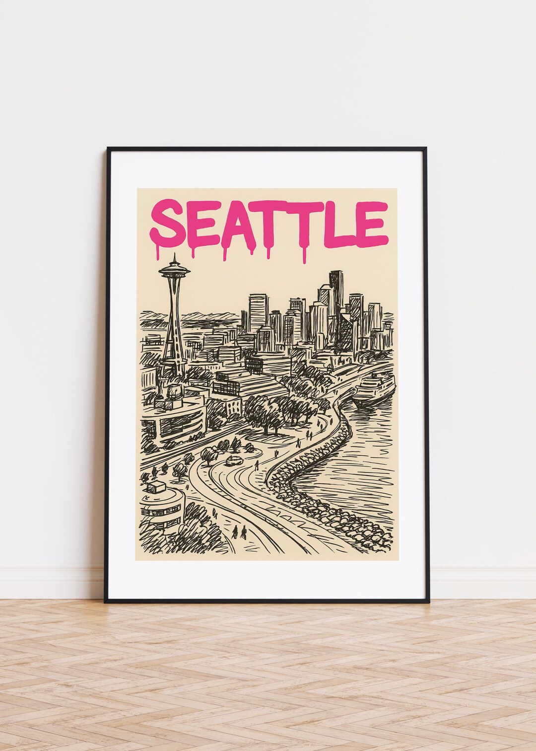 Seattle Print : Modern Grafiti Style Seattle Poster - Etsy