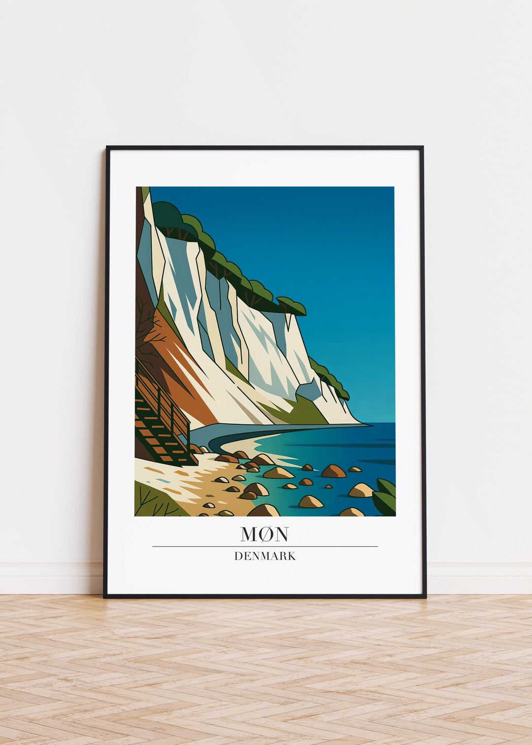 Møn Denmark Poster: Modern Scandinavian Illustration - Etsy