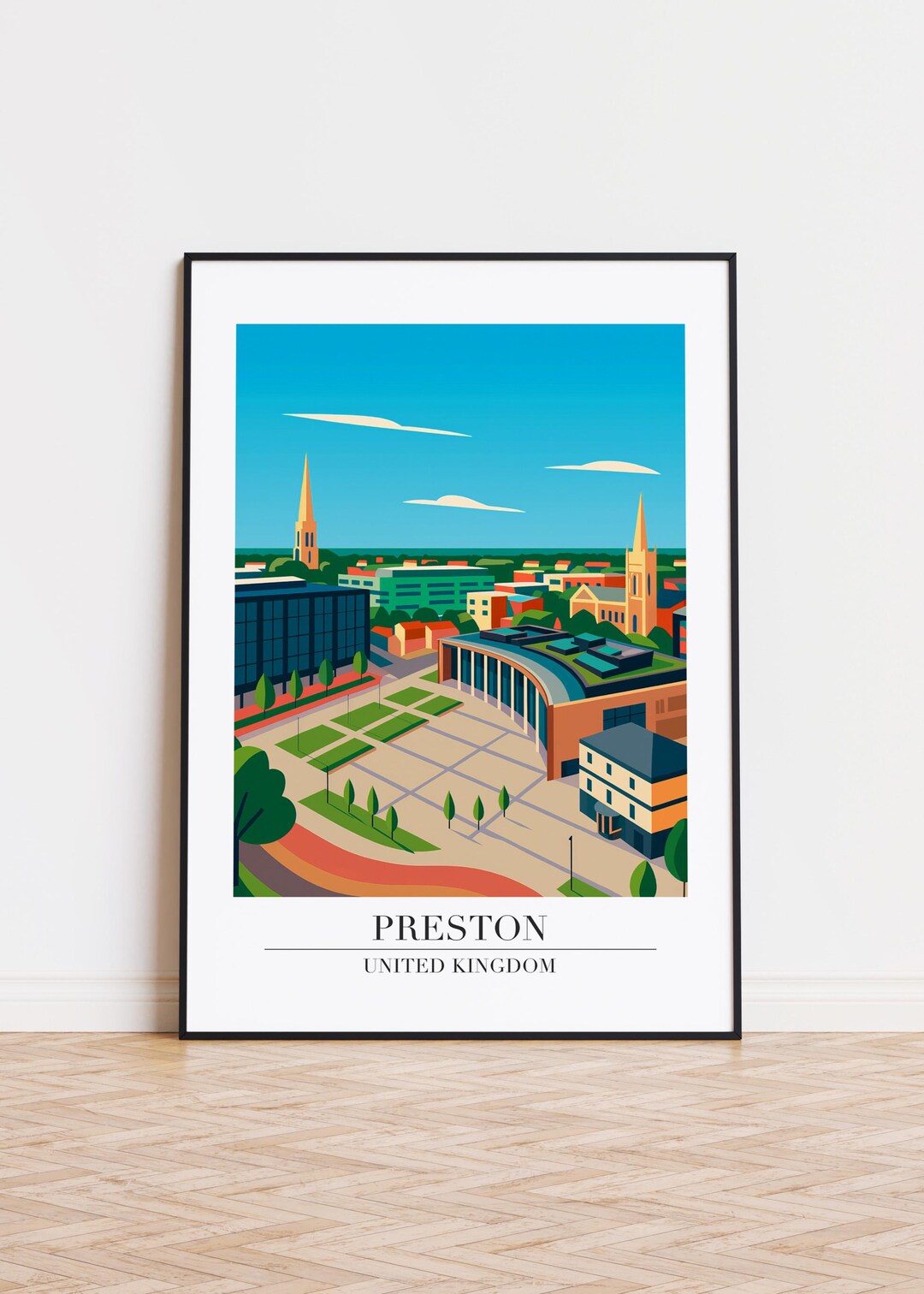 Preston Print : Modern Travel Poster Style Preston Poster - Etsy