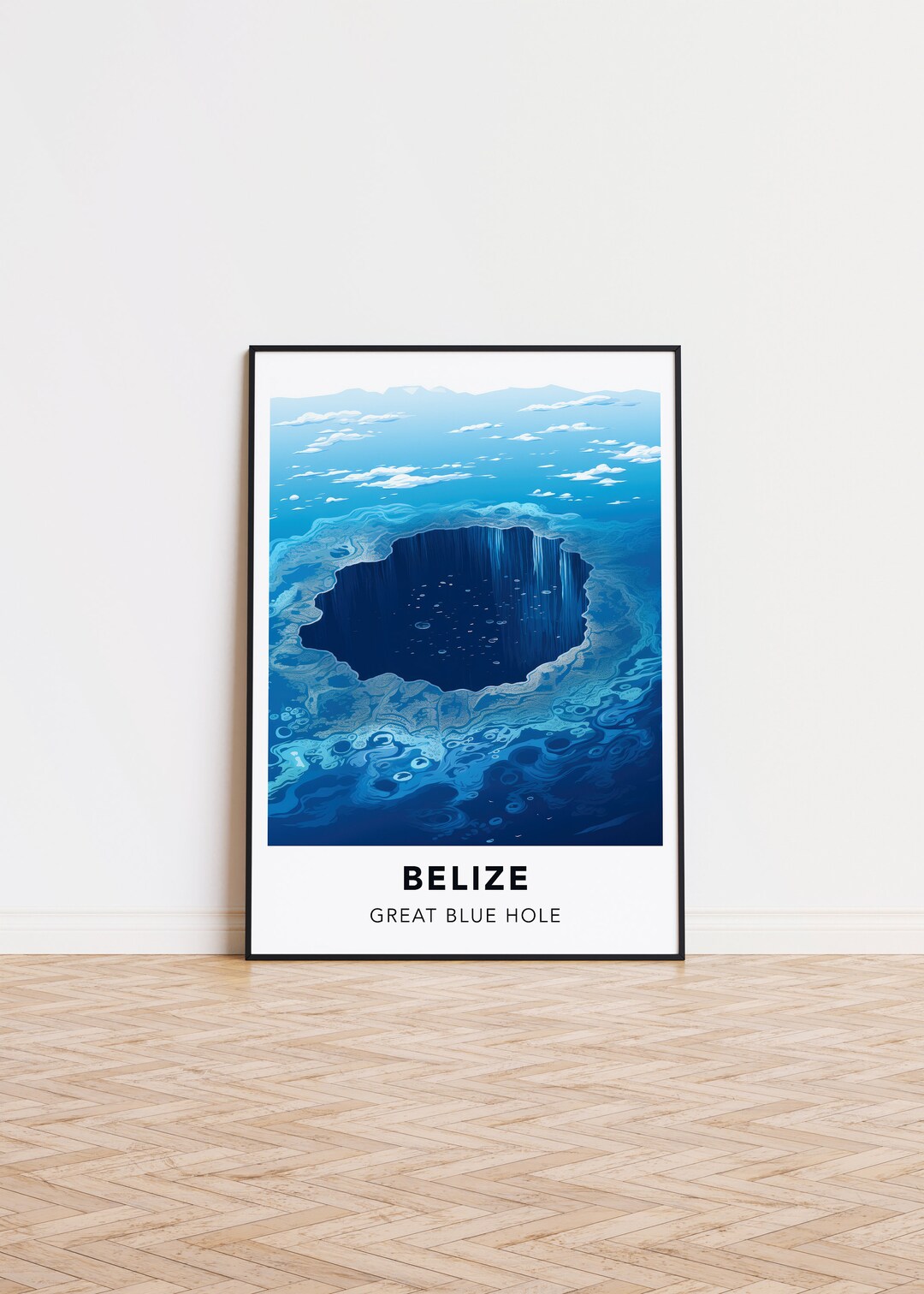 Belize Poster Great Blue Hole Print Belize Travel Print Wall Art ...