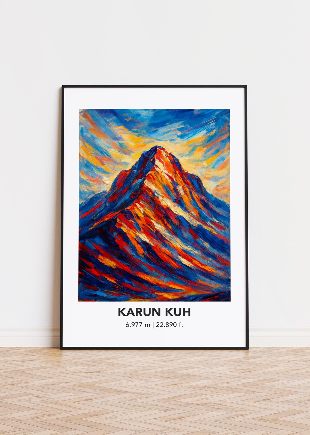 Karun Kuh Poster Mountain Print: Modern Oil Painting Style Mountain Art ...