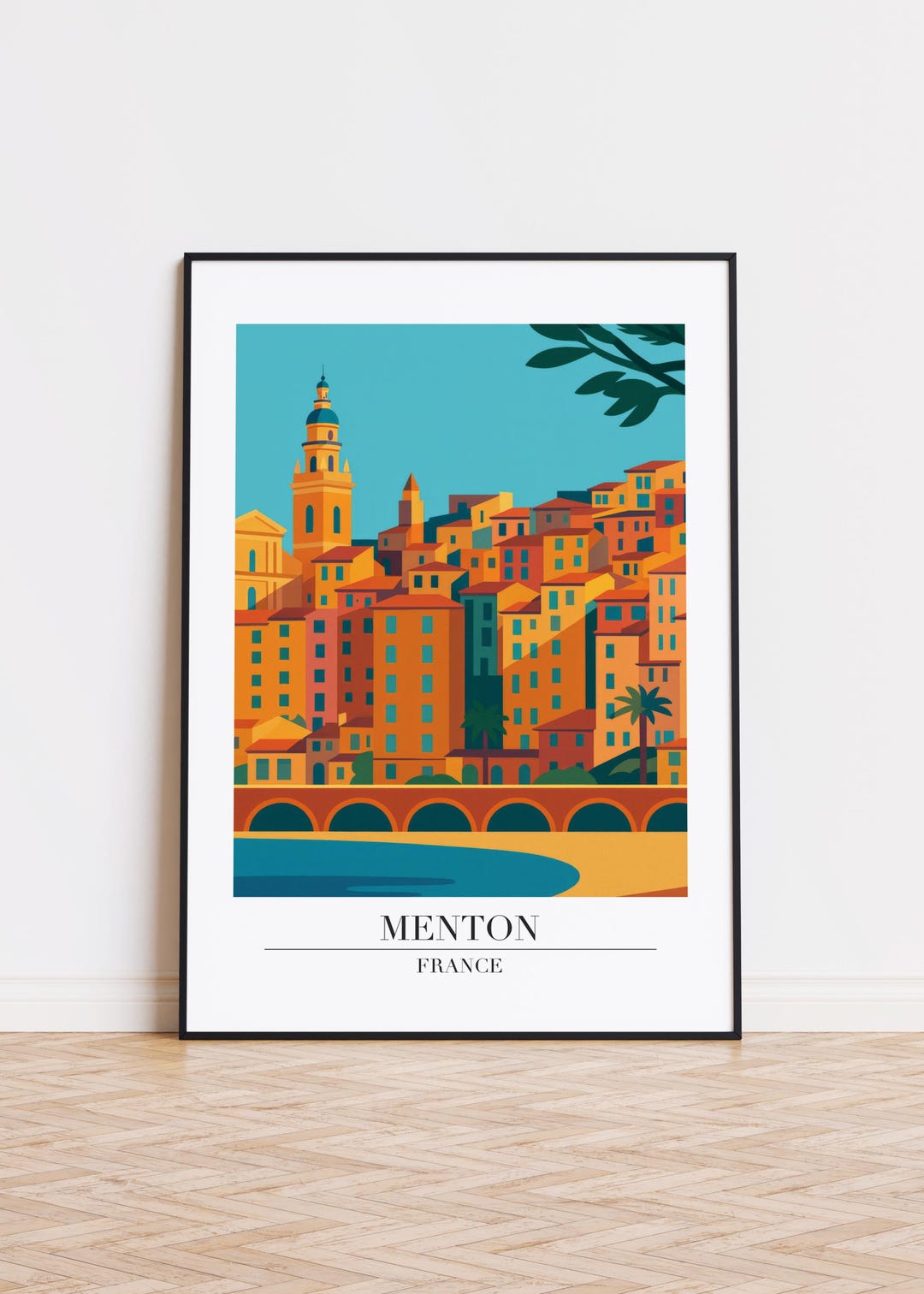 Menton Print : Modern Travel Poster Style Menton Poster - Etsy