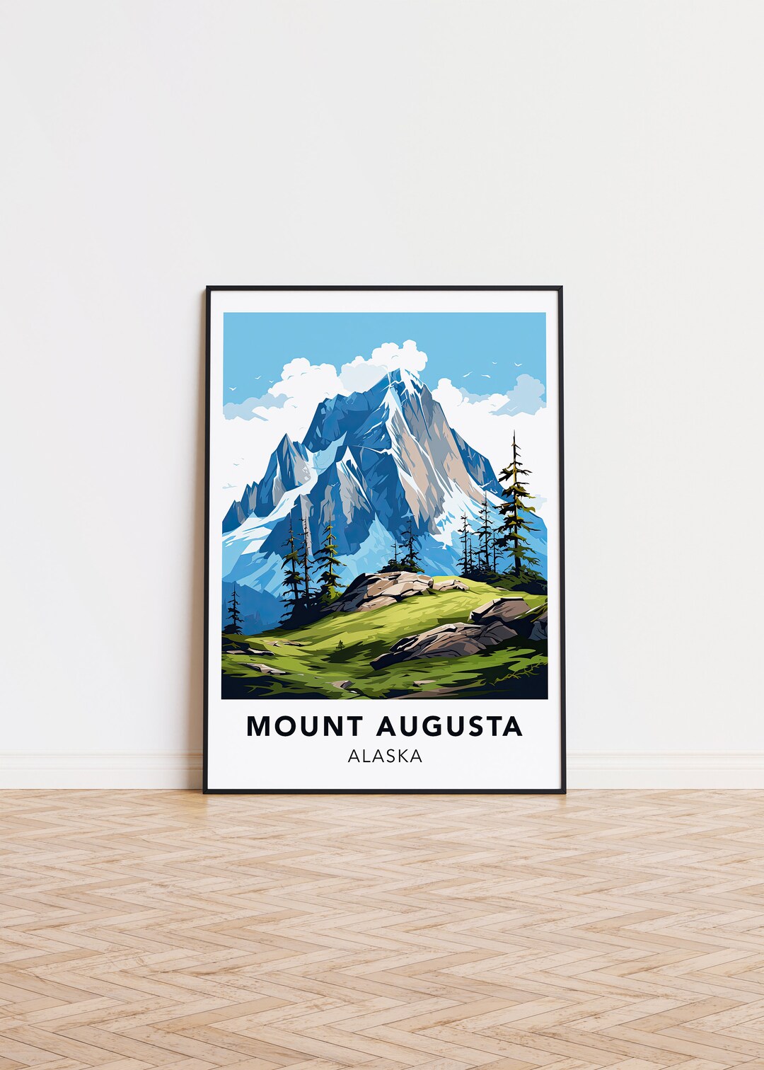Mount Augusta poster Alaska print Mount Augusta travel print wall art ...