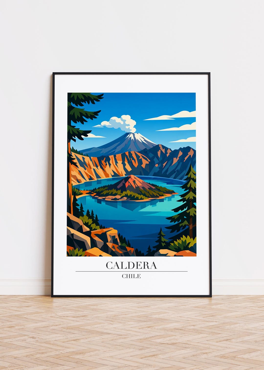 Caldera Print : Modern Travel Poster Style Caldera Poster - Etsy