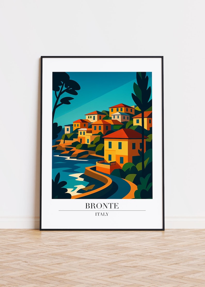Bronte Print : Modern Travel Poster Style Bronte Poster Italy Art - Etsy UK