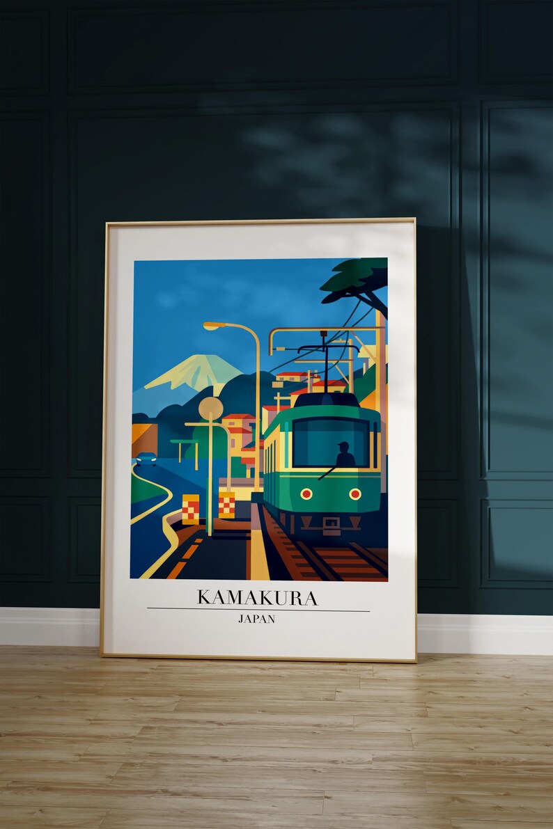 Kamakura Cityscape Poster: Modern Japanese Art Print - Etsy