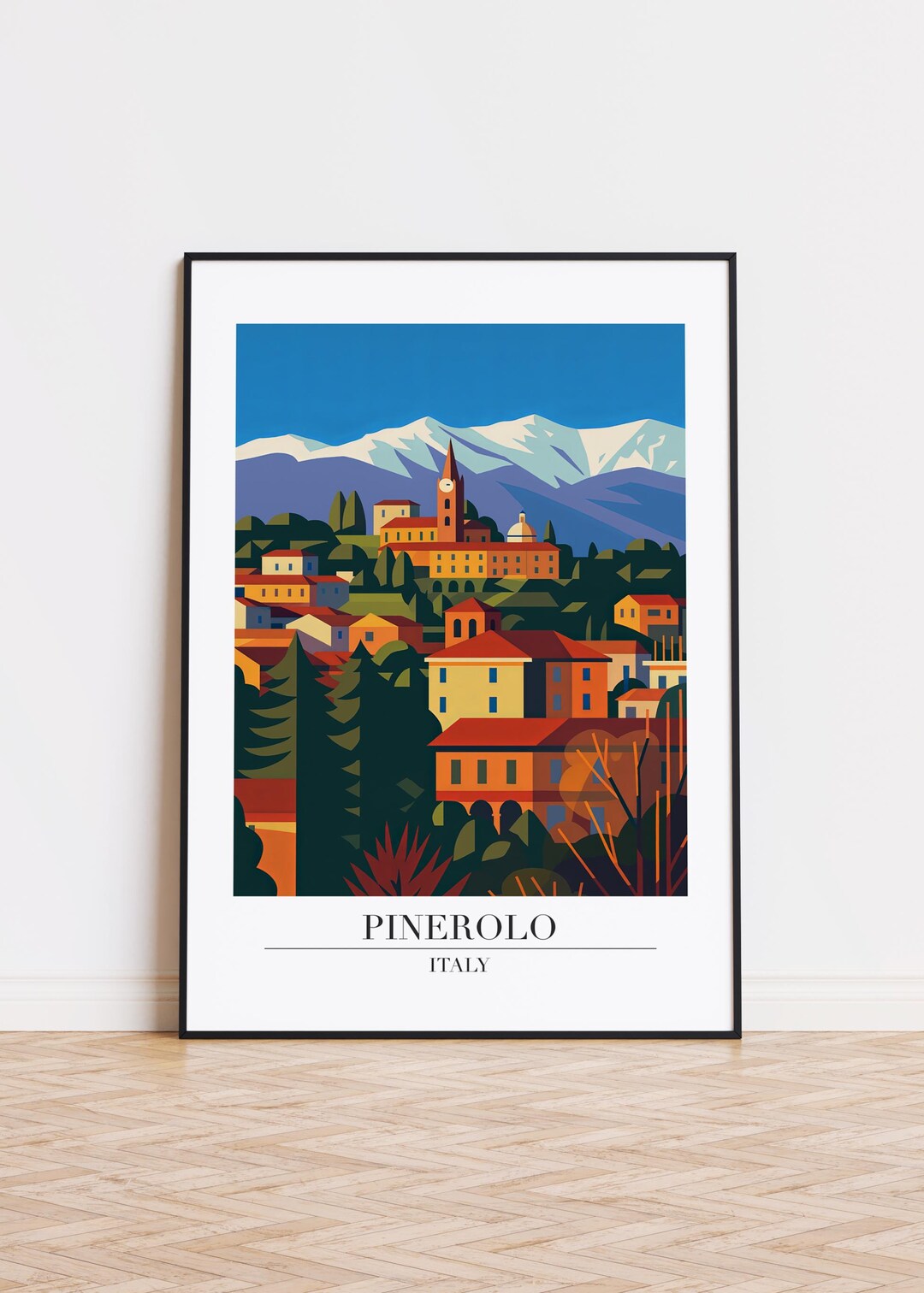 Pinerolo Print : Modern Travel Poster Style Pinerolo Poster Italy Art ...