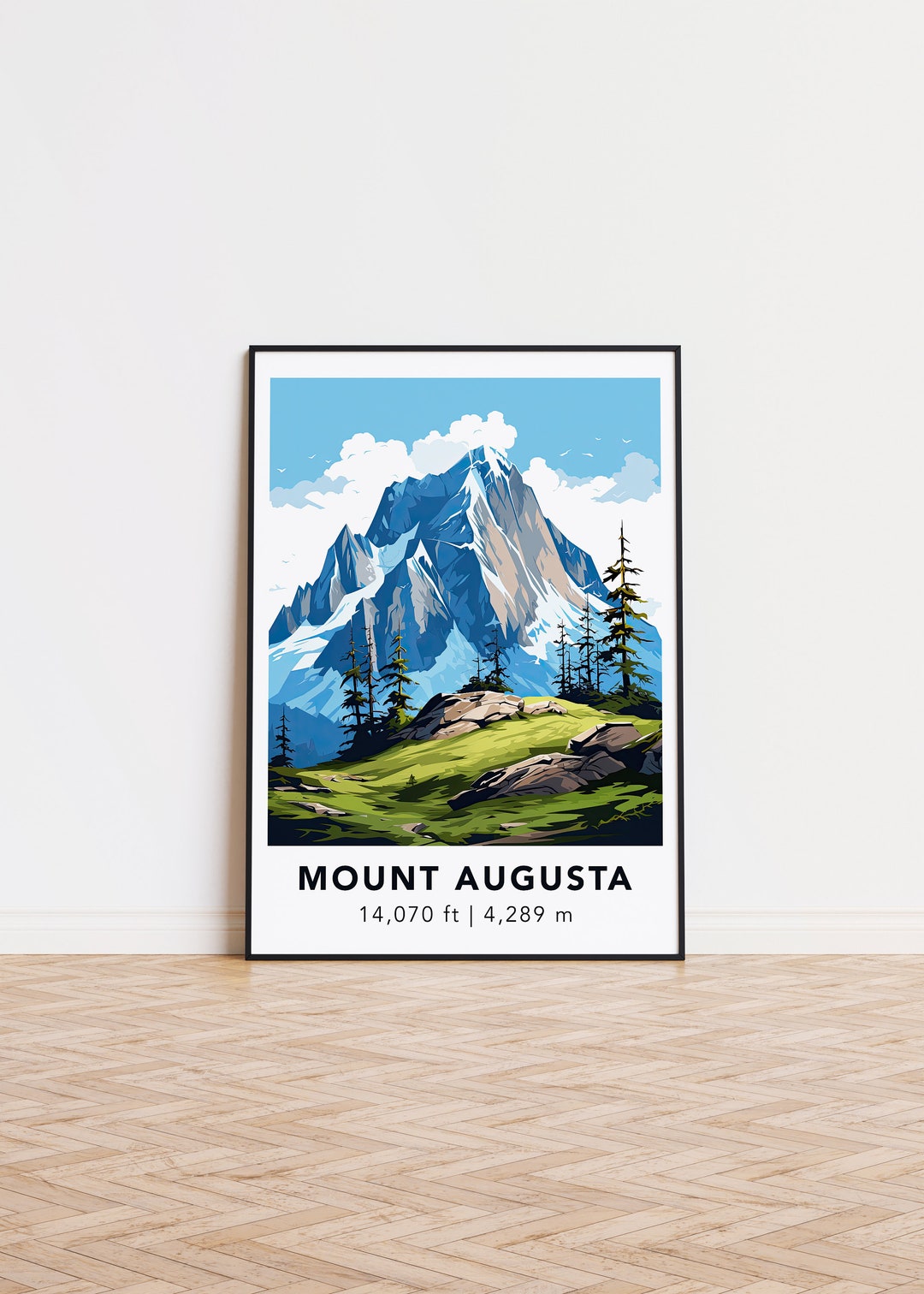 Mount Augusta Poster Alaska Druck Mount Augusta Reisedruck Wandkunst, Mount Augusta Reiseplakat ...