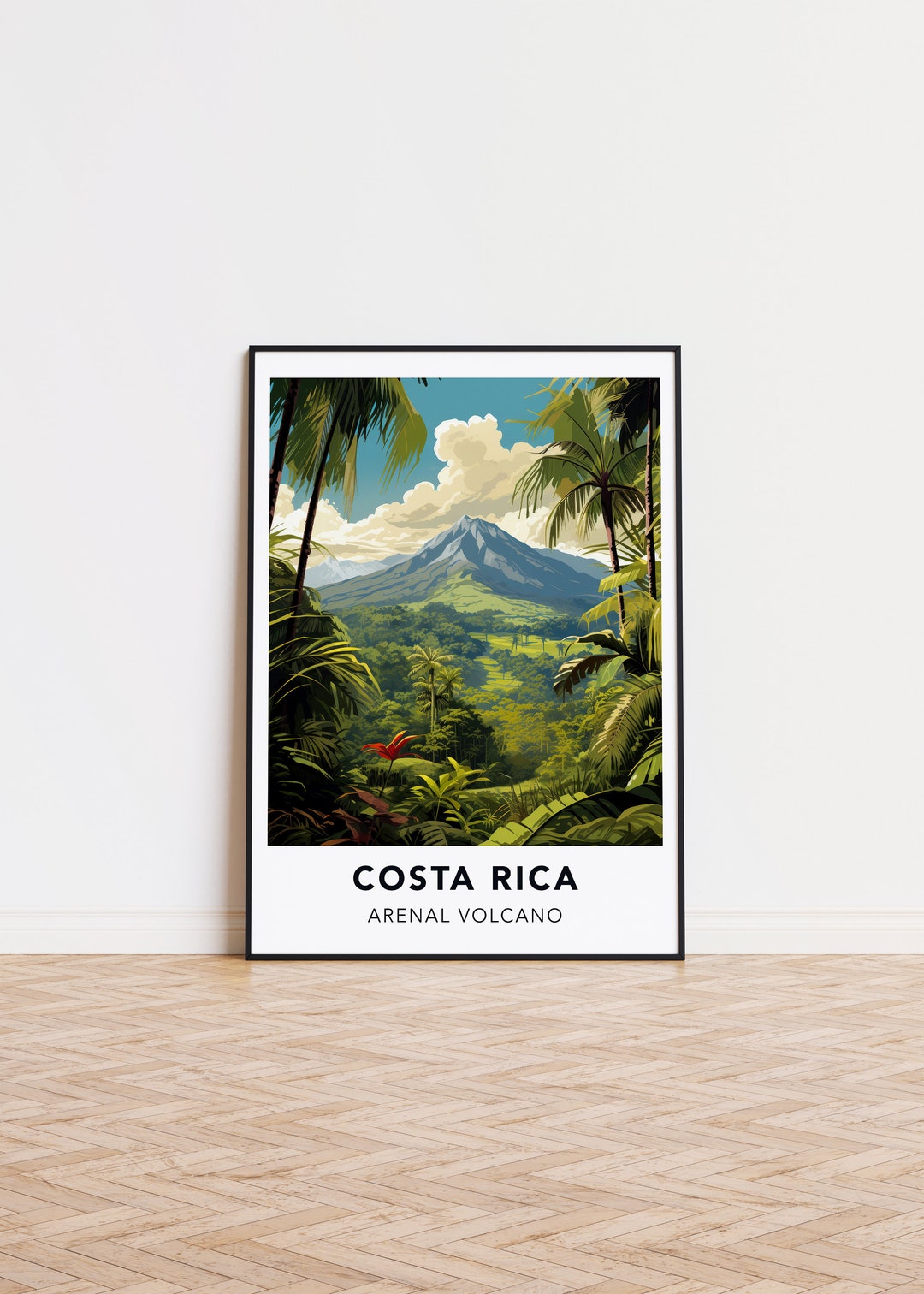 Costa Rica Poster Arenal Volcano Print Costa Rica Travel Print Wall Art ...
