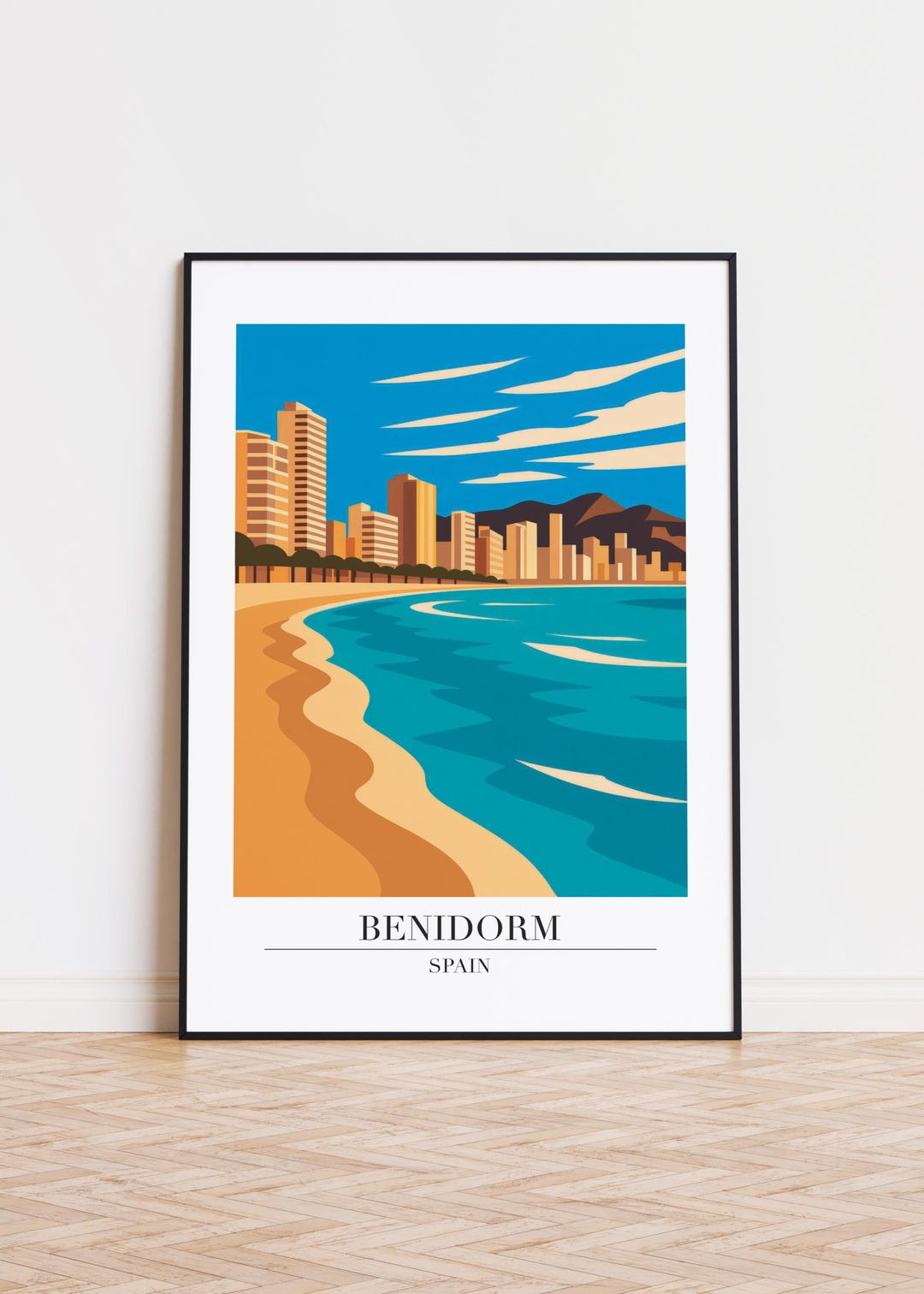 Benidorm Print : Modern Travel Poster Style Benidorm Poster - Etsy