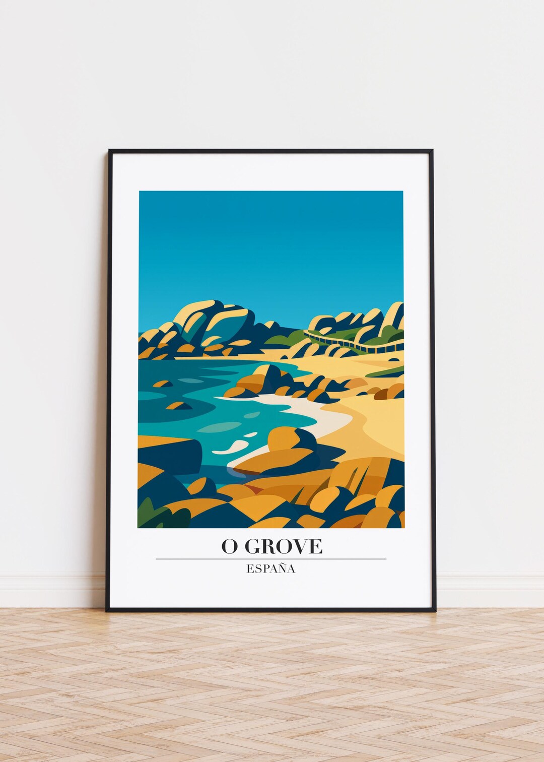 O Grove Spain Poster: Modern City Illustration - Etsy