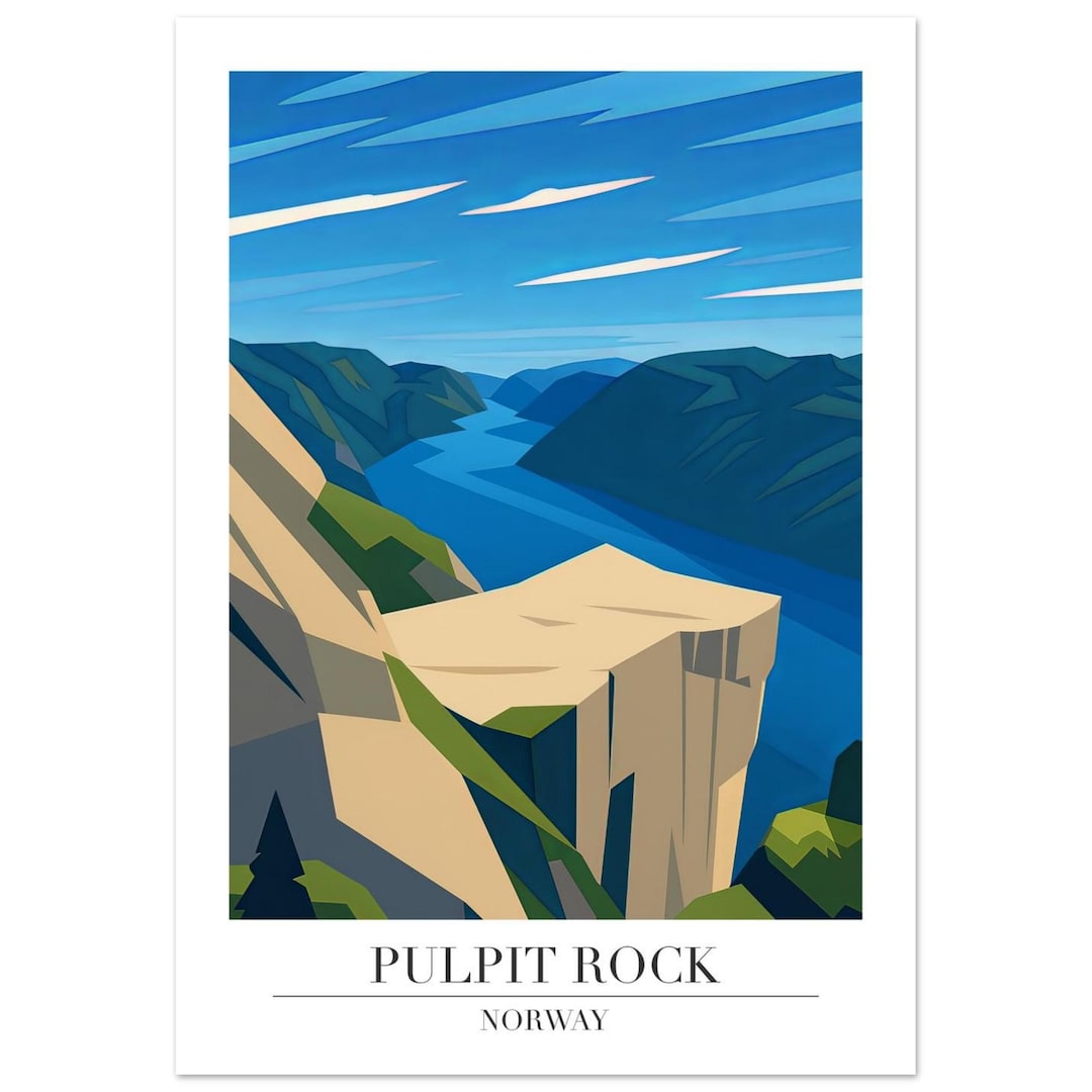 Pulpit Rock Poster, Pulpit Rock Print, Pulpit Rock Illustration Art ...