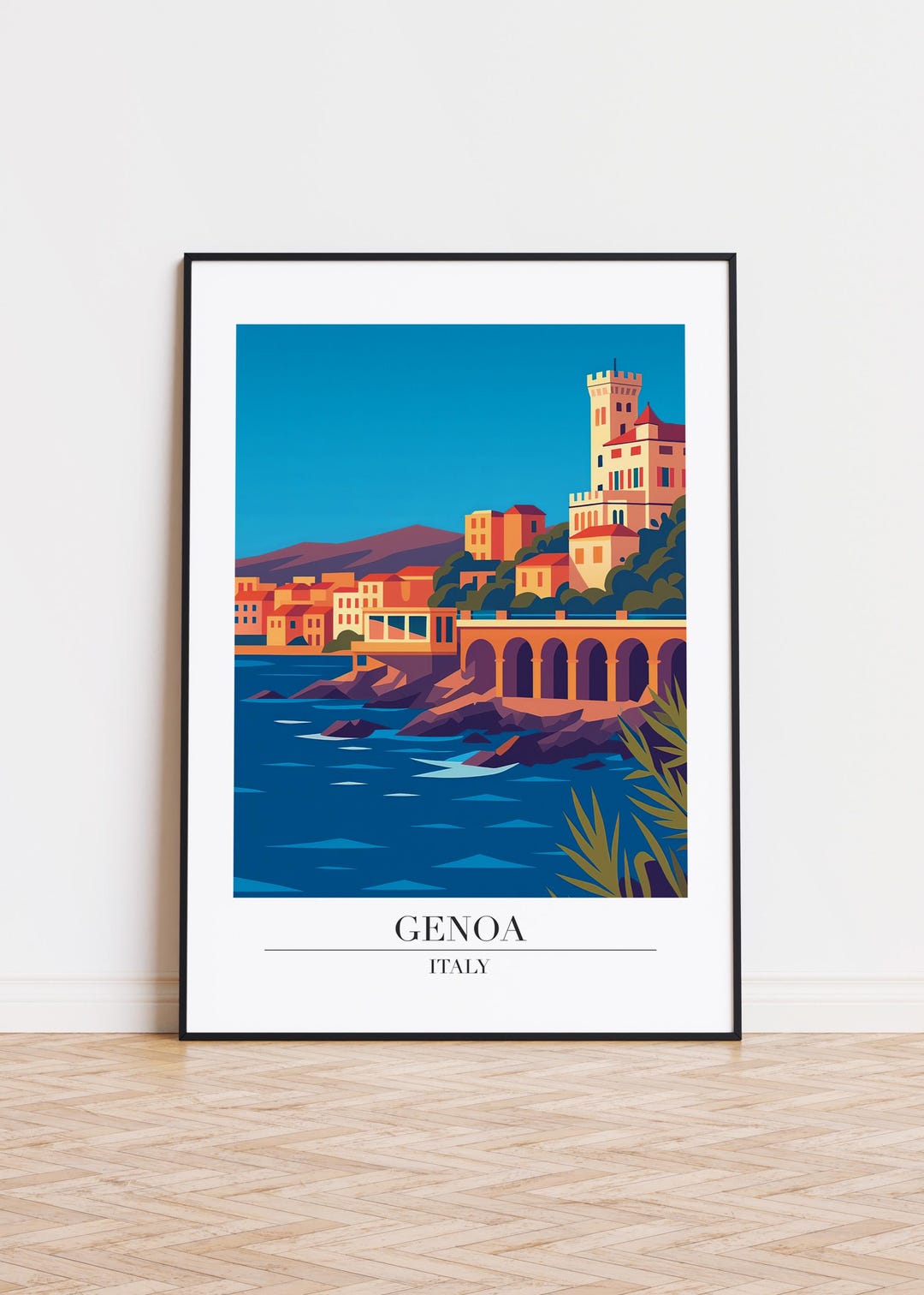 Genoa Italy Poster: Skyline Art Print, Modern Souvenir - Etsy