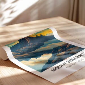 Mount Kinabalu Poster: Semi-gloss Mountain Illustration - Etsy