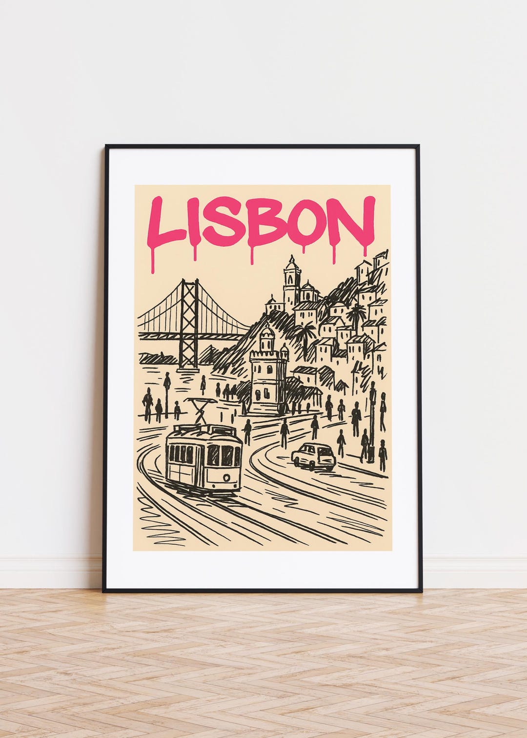 Lisbon Print : Modern Grafiti Style Lisbon Poster - Etsy
