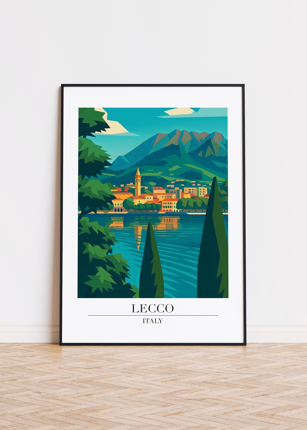 Lecco Print : Modern Travel Poster Style Lecco Poster Italy Art - Etsy
