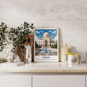 Oman Poster Sultan Qaboos Grand Mosque Print Oman Travel Print Wall Art ...
