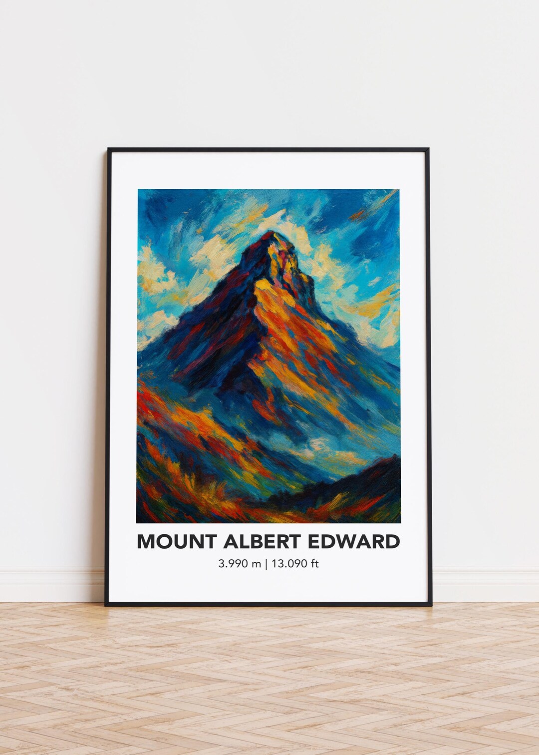 Mount Albert Edward Poster Mountain Print: Modern Oil Painting Style ...