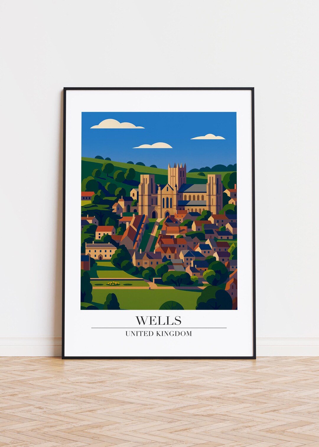 Wells Print : Modern Travel Poster Style Wells Poster - Etsy