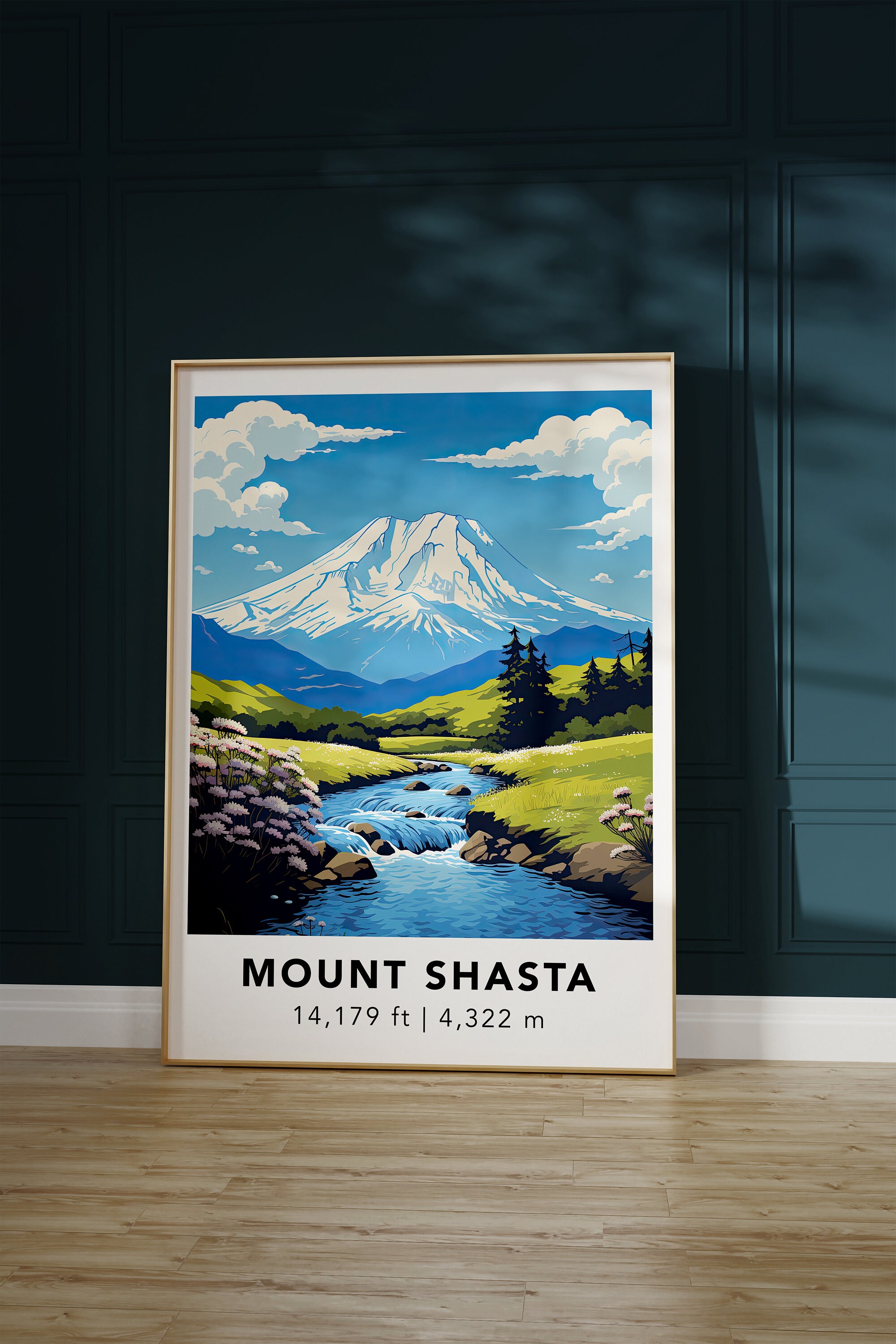 Mount Shasta Poster California Print Mount Shasta Travel Print - Etsy
