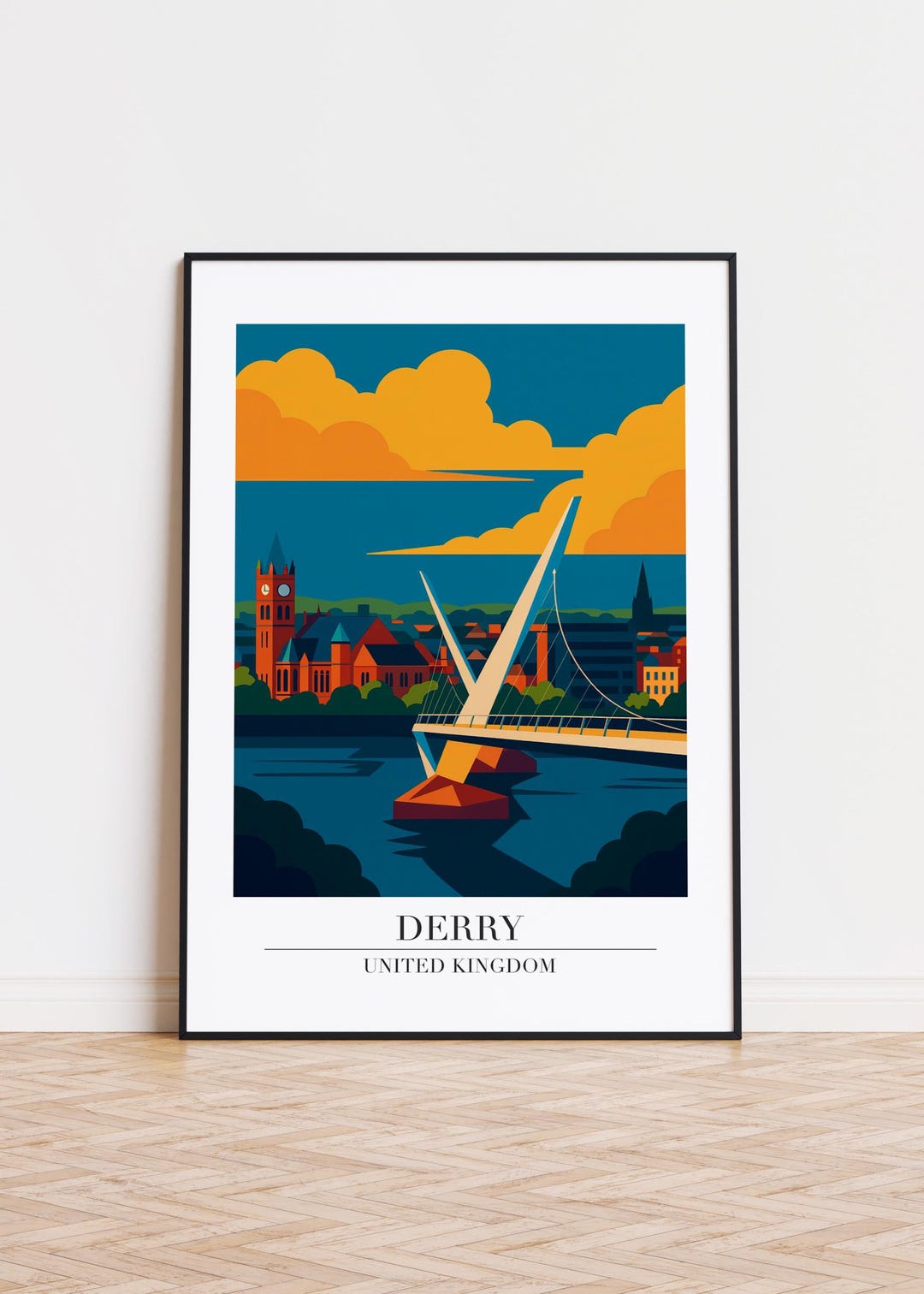 Derry Print : Modern Travel Poster Style Derry Poster - Etsy