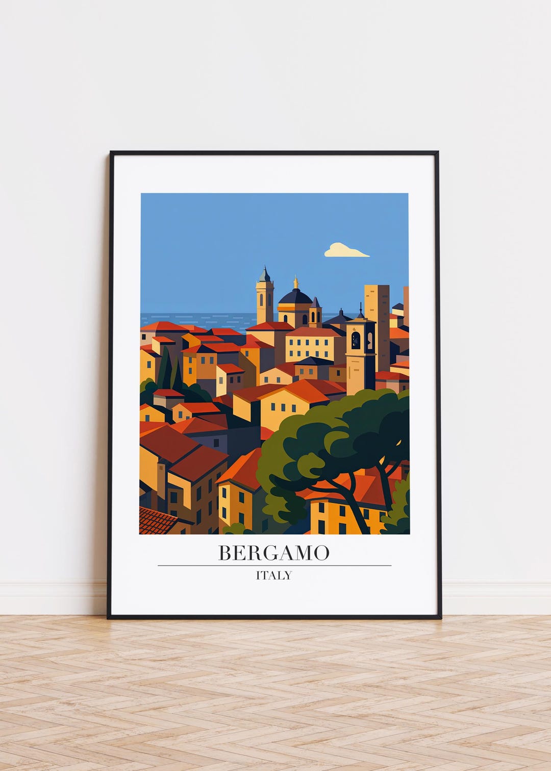 Bergamo Print : Modern Travel Poster Style Bergamo Poster Italy Art - Etsy