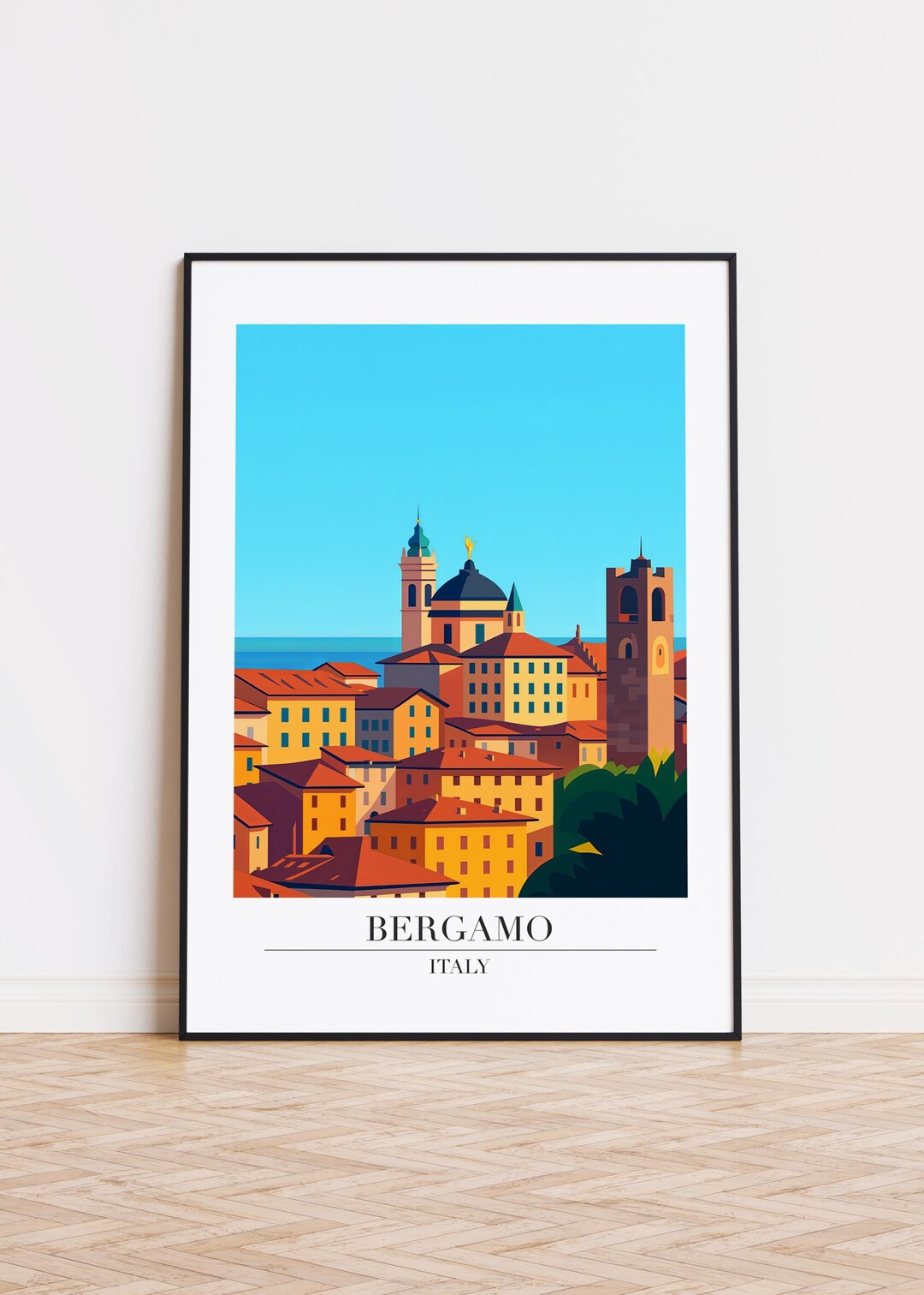 Bergamo Print : Modern Travel Poster Style Bergamo Poster Italy Art - Etsy