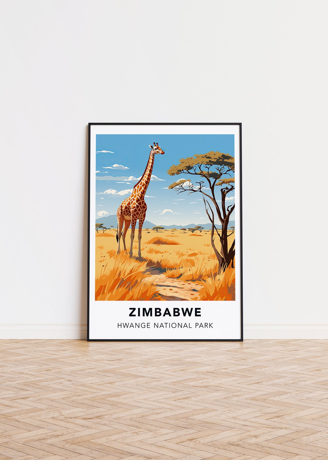 Zimbabwe Poster Hwange National Park Print Zimbabwe Travel Print Wall ...