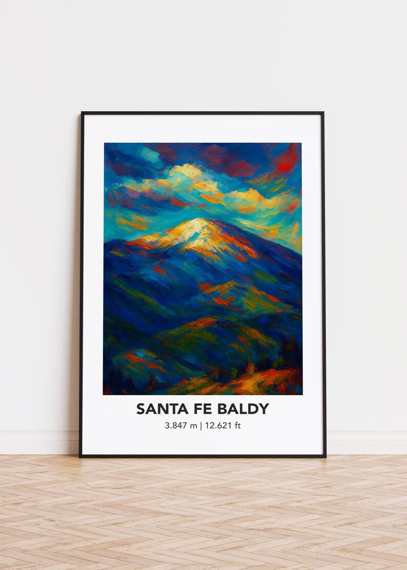 Santa Fe Baldy Poster Mountain Print: Modern Oil Painting Style ...