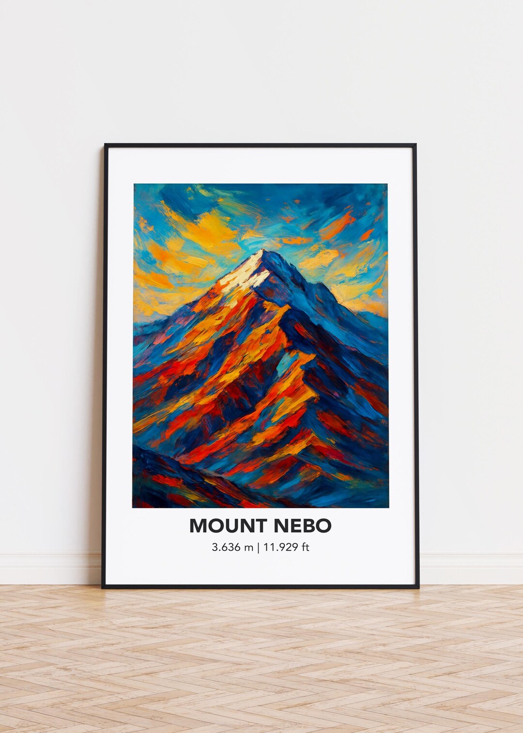 Mount Nebo Poster Mountain Print: Modern Oil Painting Style Mountain ...