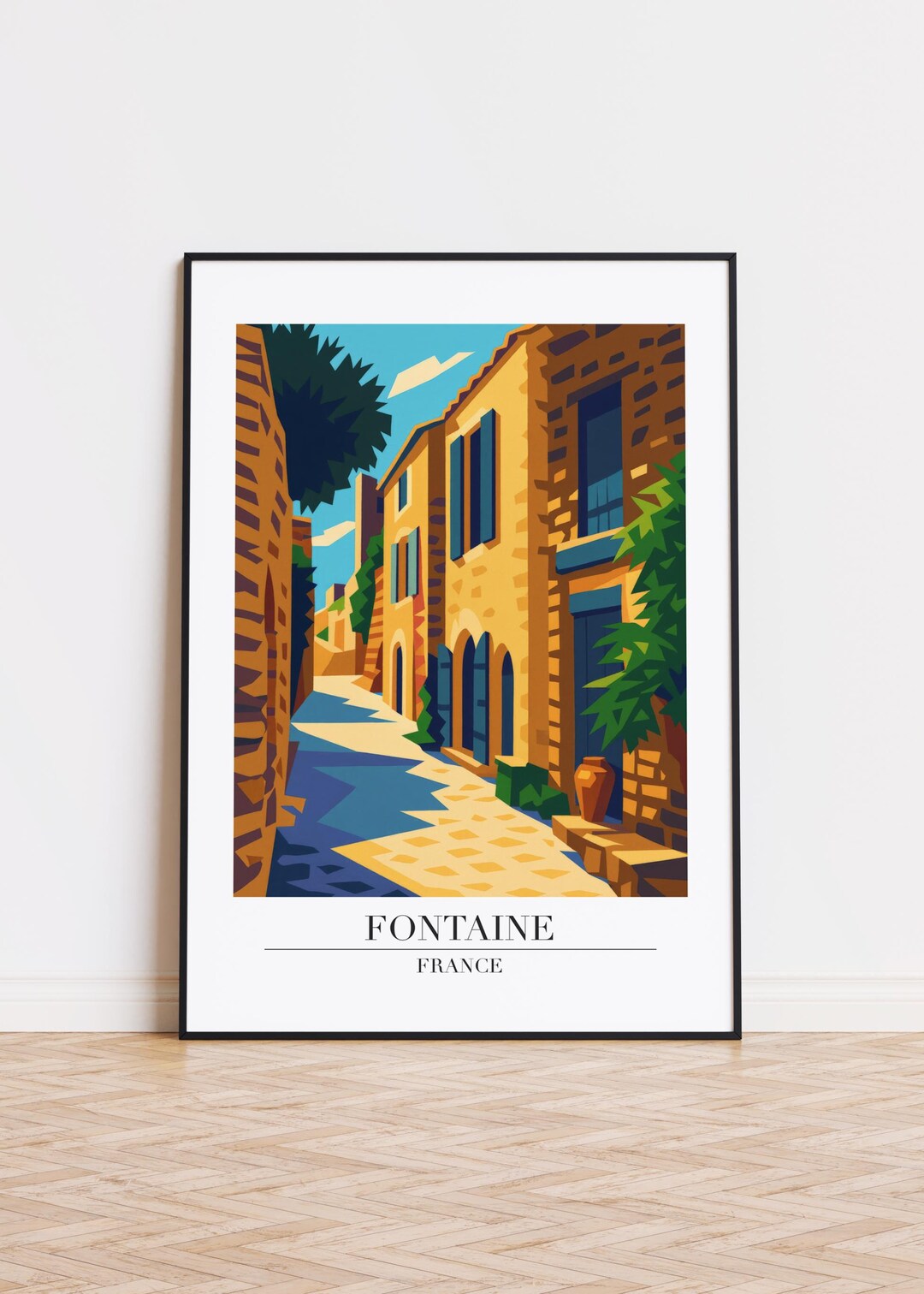 Fontaine Print : Modern Travel Poster Style Fontaine Poster - Etsy