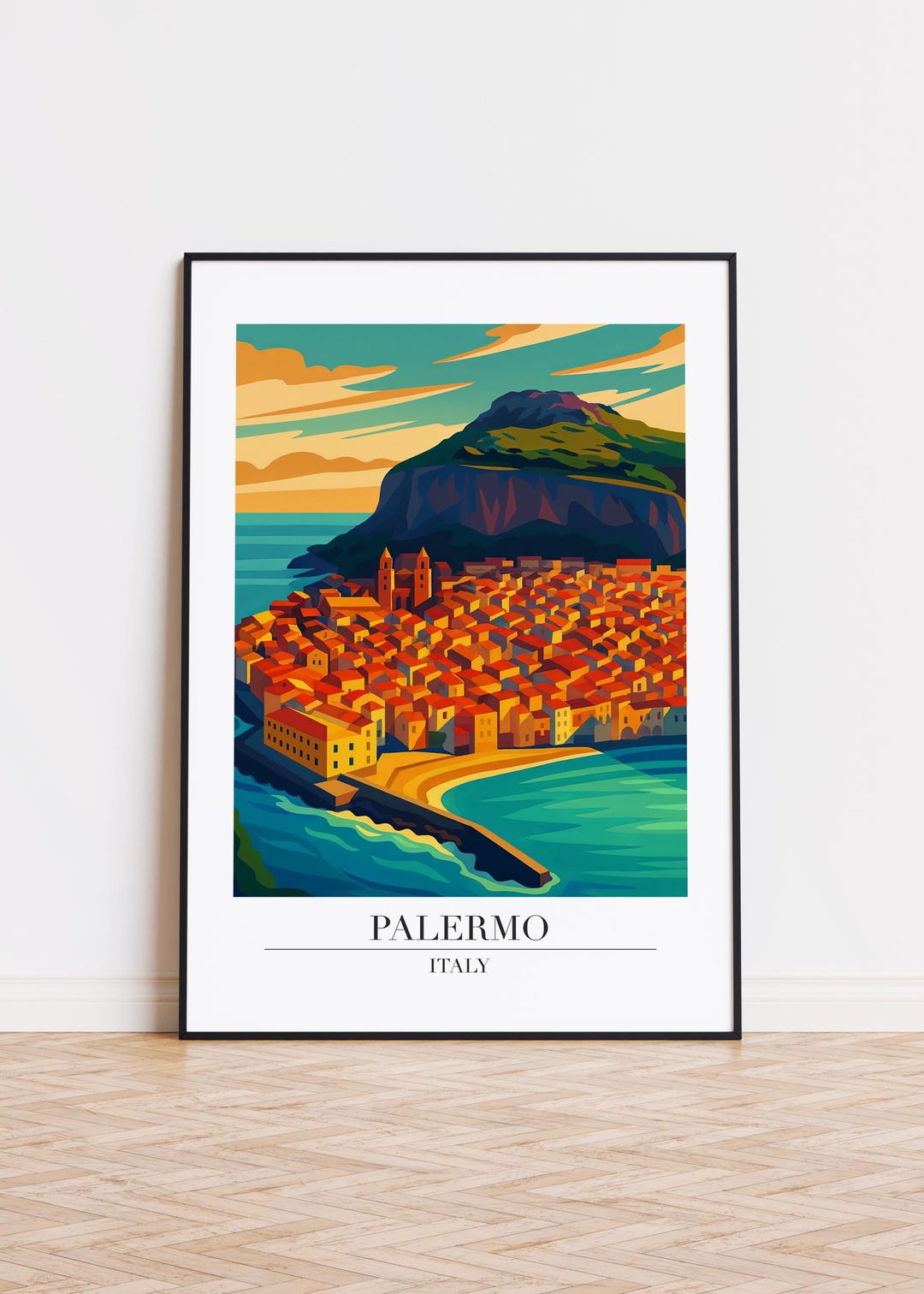 Palermo Print : Modern Travel Poster Style Palermo Poster Italy Art - Etsy