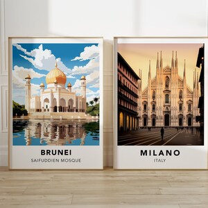 Brunei Poster Saifuddien Mosque Print Brunei Travel Print Wall Art ...