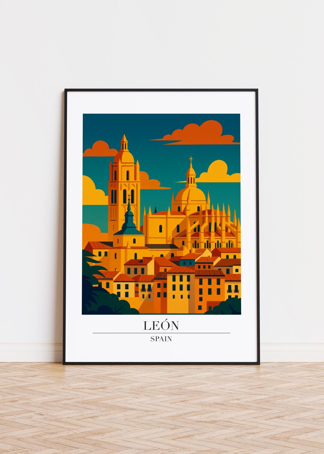 León Print : Modern Travel Poster Style León Poster - Etsy