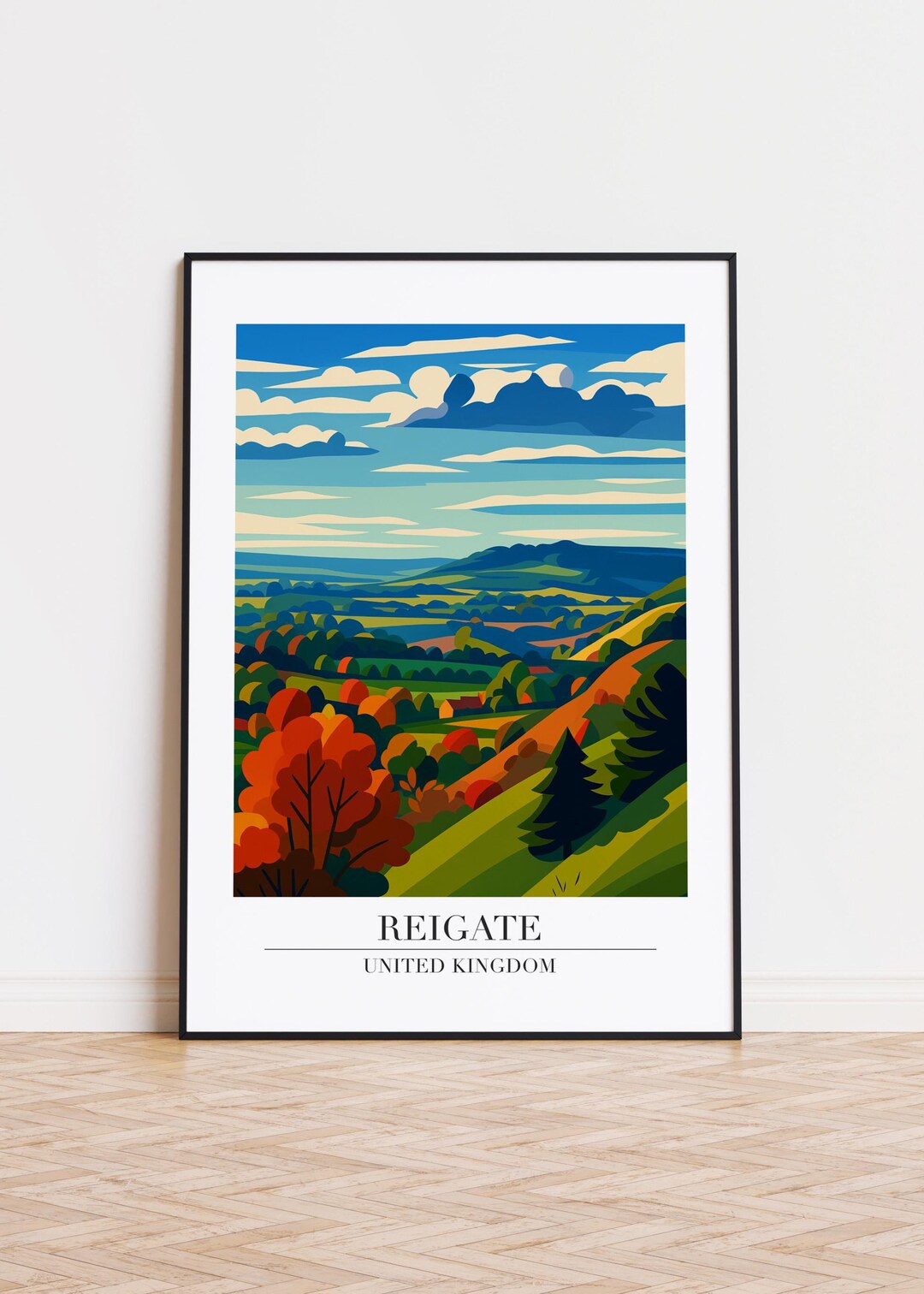 Reigate Print : Modern Travel Poster Style Reigate Poster - Etsy