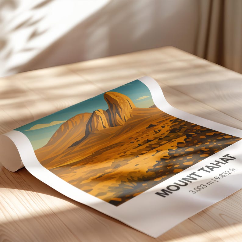 Mount Tahat Poster: Algerian Mountain Illustration - Etsy