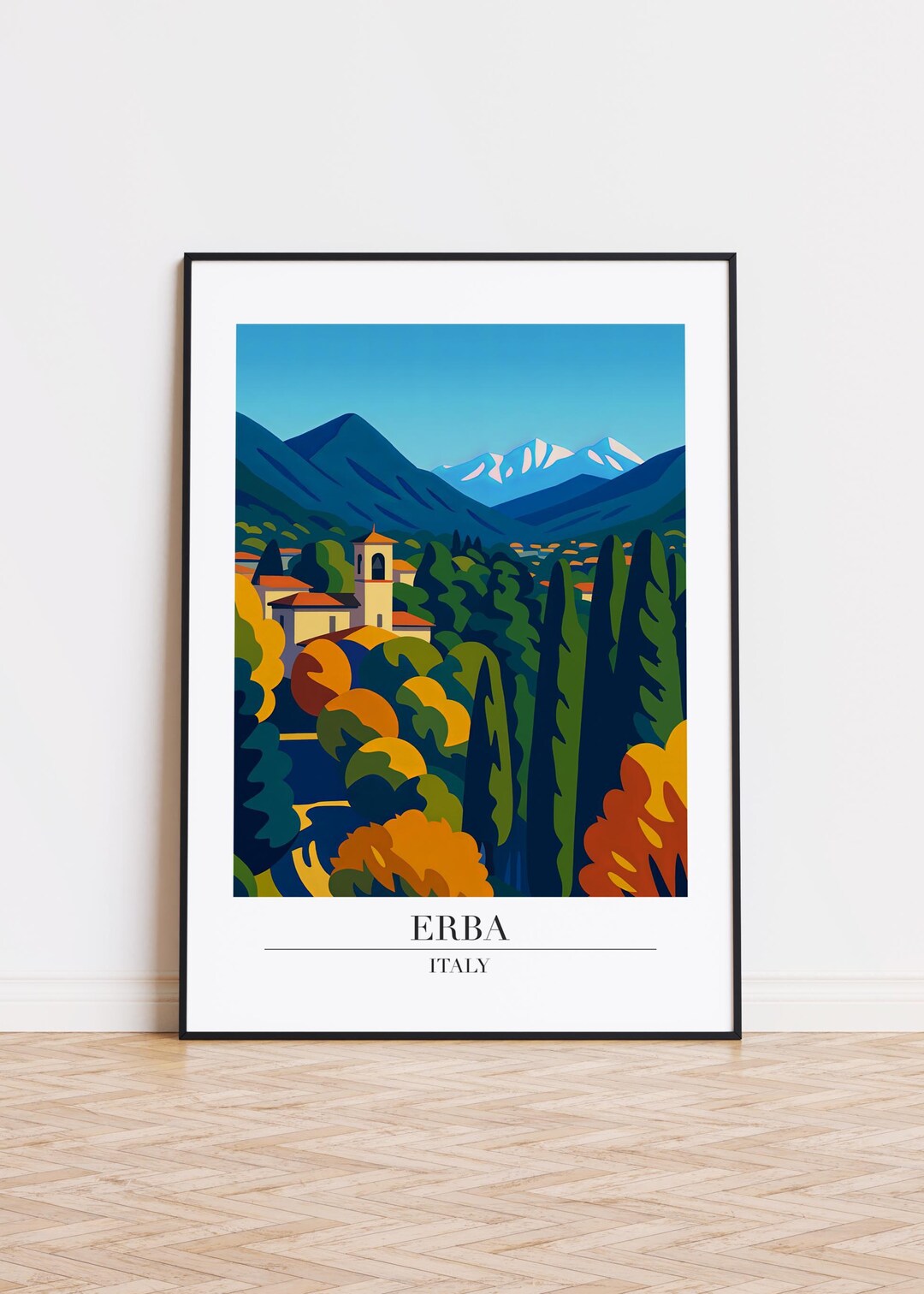 Erba Print : Modern Travel Poster Style Erba Poster Italy Art - Etsy