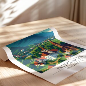 Interlaken Poster, Interlaken Print, Interlaken Illustration ...